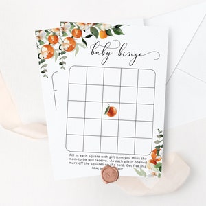 Orange Baby Shower Bingo Card. Little Cutie Baby Shower Games. Oranges ...