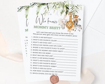 Who Knows Mommy Best - Monkey Baby Shower Games Printable, Safari Baby ...