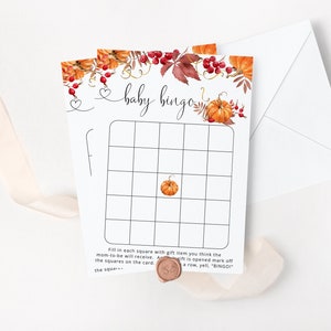Fall Baby Shower Bingo Card. Pumpkin Baby Shower Game Printable. Little ...