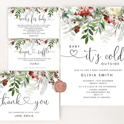 Baby Its Cold Outside Baby Shower Invitation Bundle. Winter - Etsy