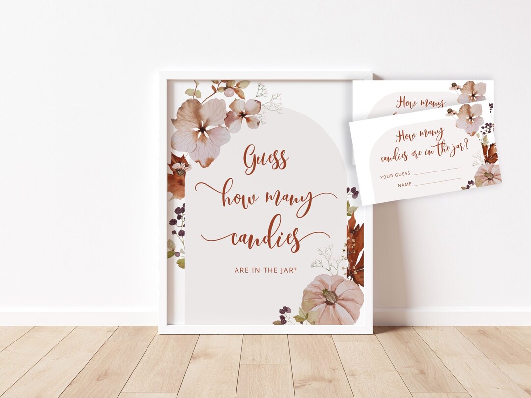 Fall Guess How Many Candies Are in the Jar. Pumpkin Baby Shower Game ...