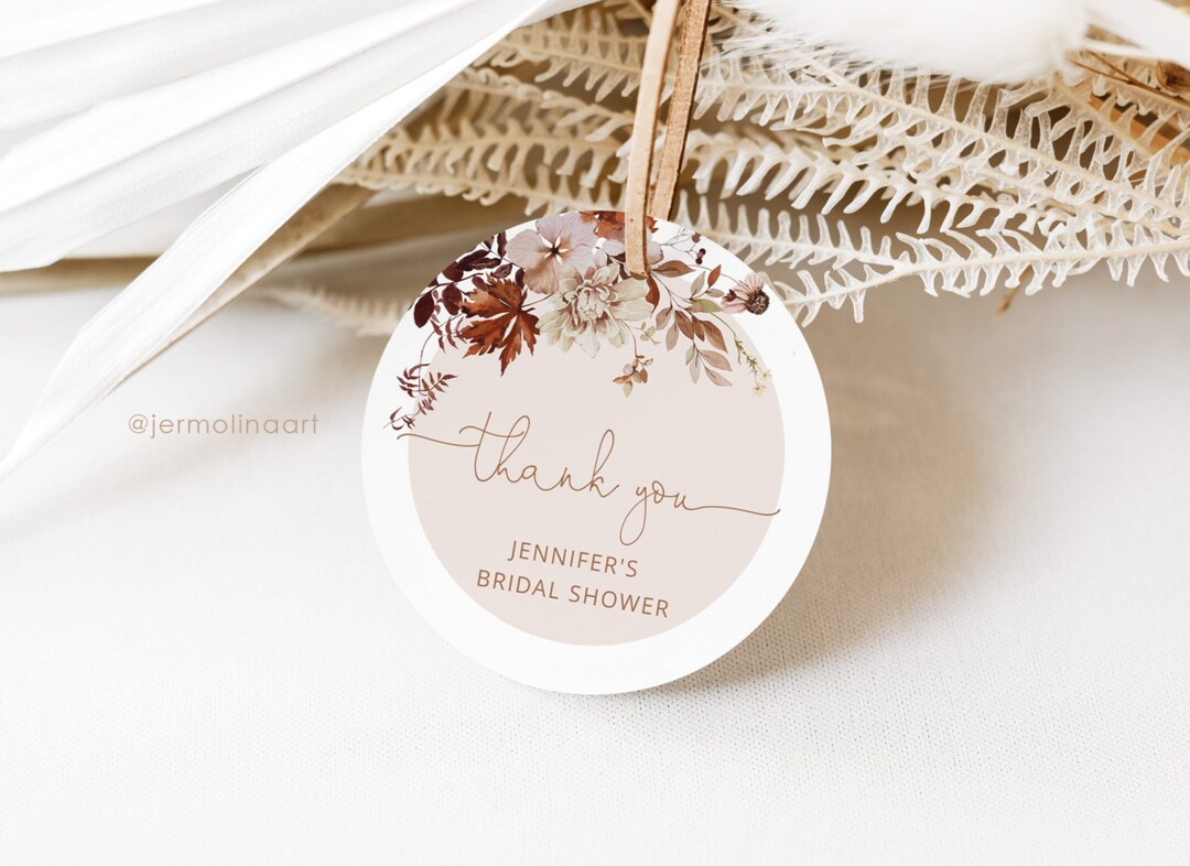 Boho Fall Round Favor Tag Template. Bridal Shower Boho Round Favor Tag ...