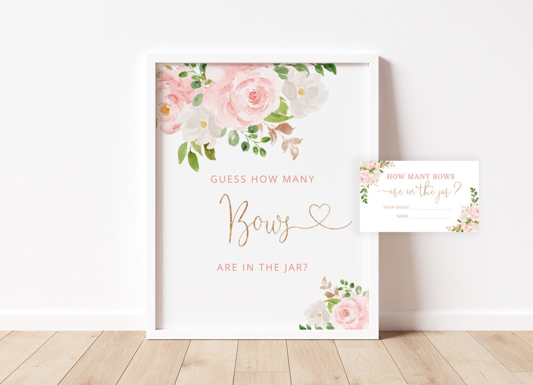 Floral Guess How Many Bows Are in the Jar. Baby in Bloom Baby Shower ...