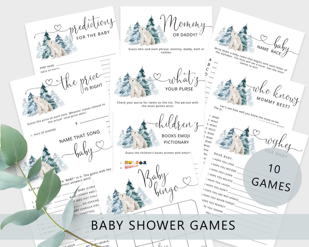 Polar Bear Baby Shower Games Bundle. Our Little Bear is on Teh Way Baby ...