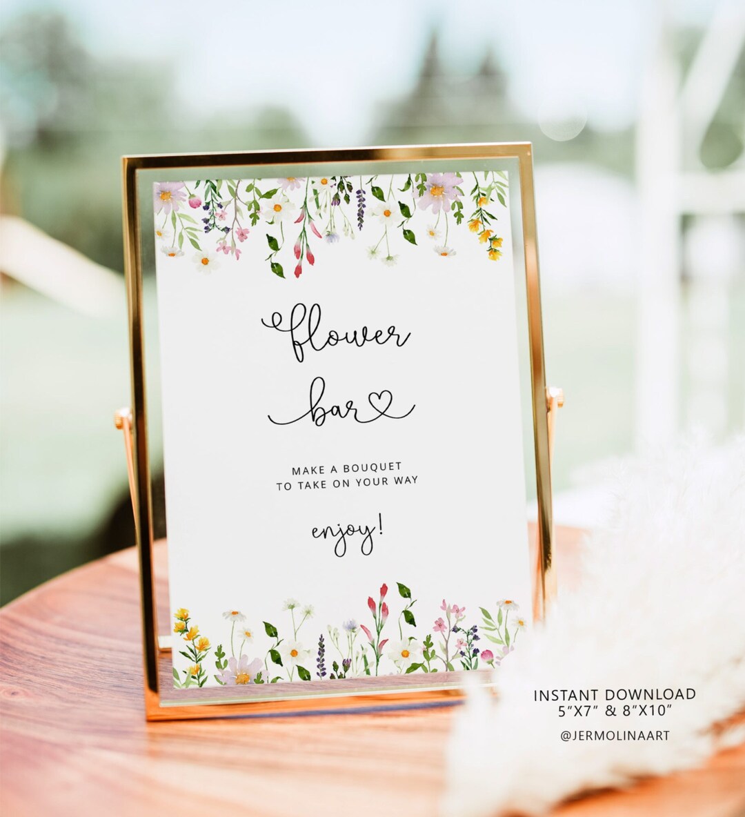 Flower Bar Sign. Watercolor Wildflowers Bloom Bar Sign. Wildflowers ...