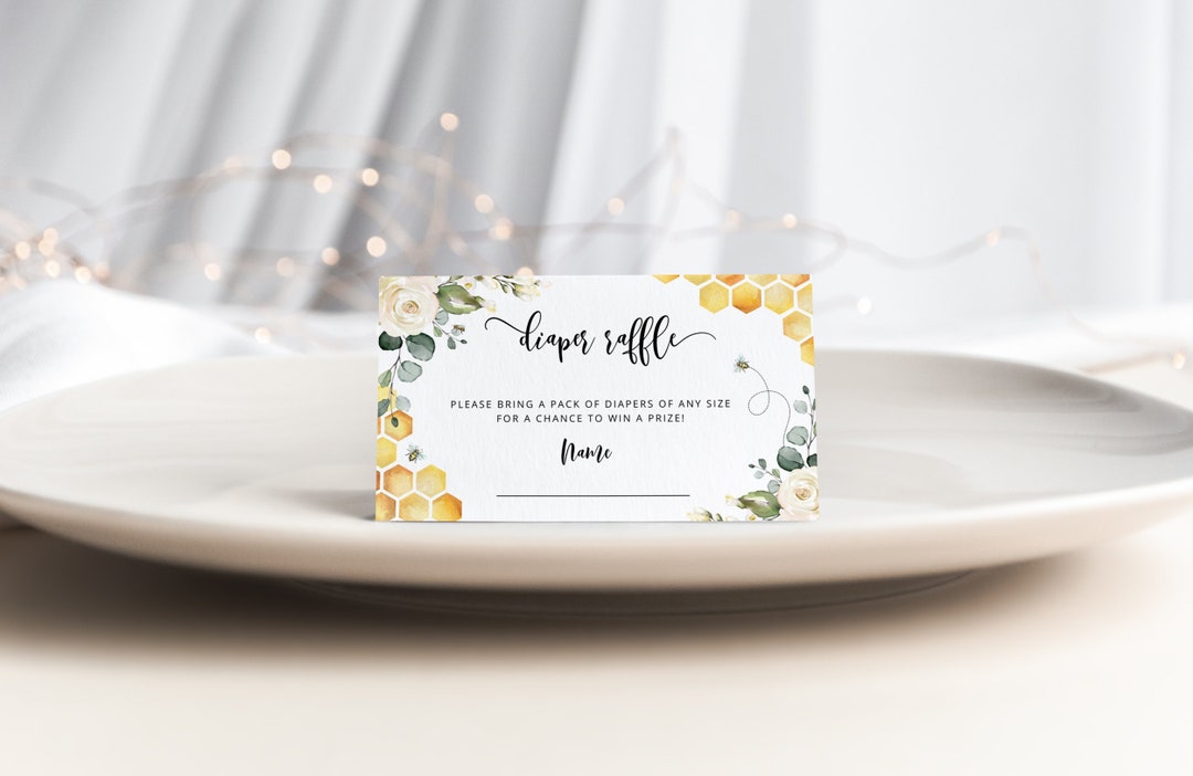 Bee Diaper Raffle Ticket. What Will Baby Bee Baby Shower Diaper Raffle ...