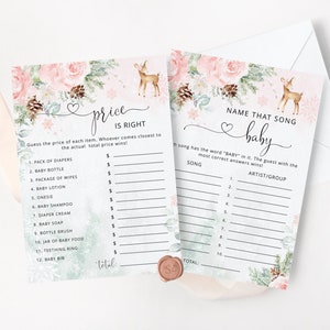 Winter Deer Baby Shower Games Bundle. Blush Pink Oh Deer Baby Shower ...