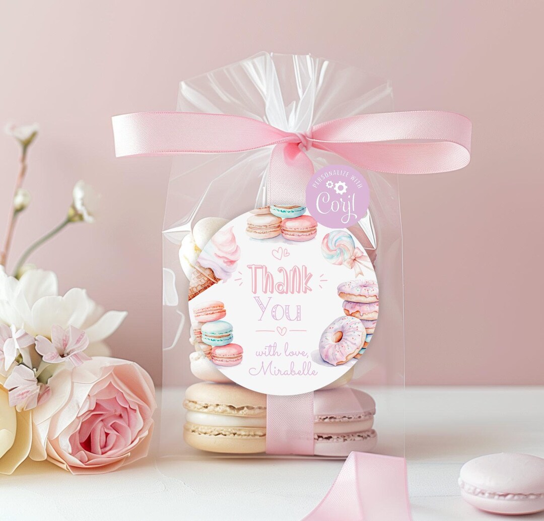 Sweets Round Favor Tag Template. Editable Ice Cream Sweet Birthday ...