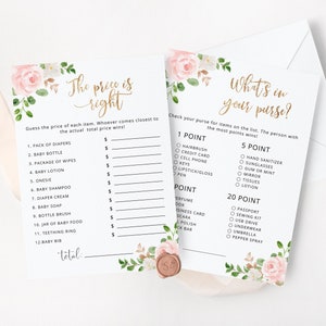 Floral Baby Shower Games Bundle. Blush Pink Gold Baby Shower Games ...