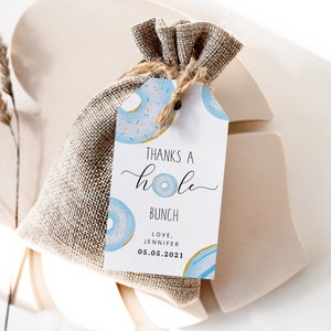 Thanks a Hole Bunch Thank You Tag. Blue Donuts Favor Tag Template ...