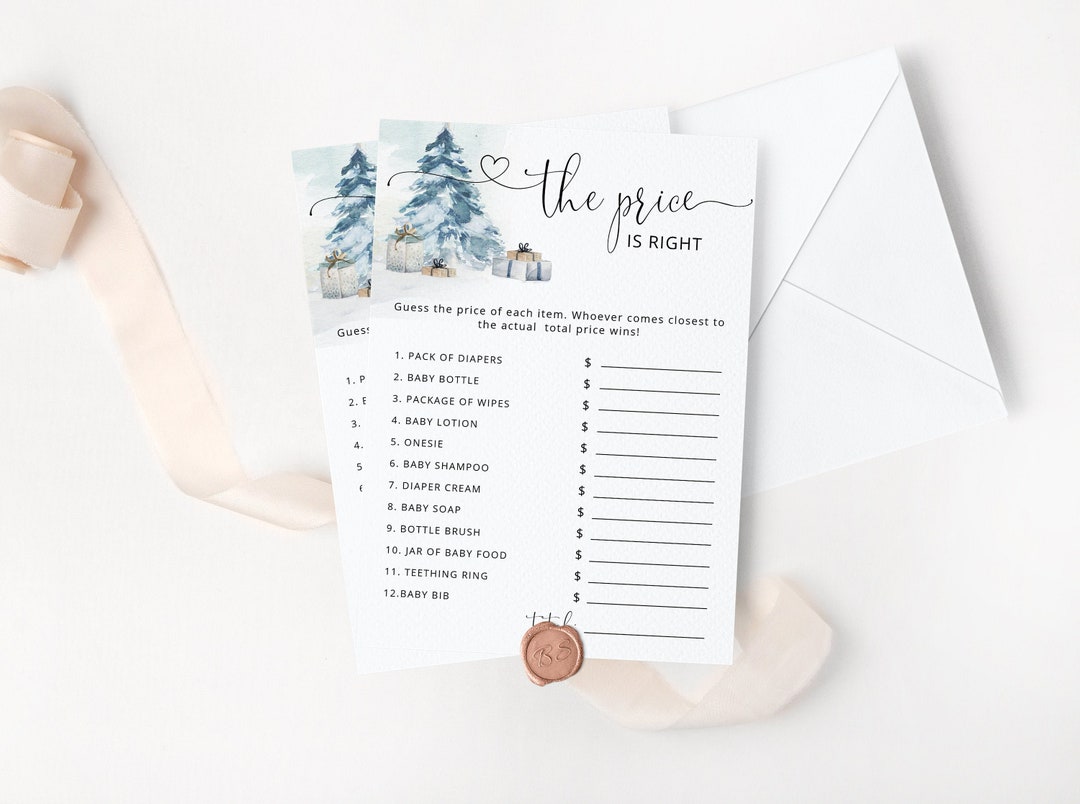 Winter the Price is Right Baby Shower Game. Winter Baby Shower Game ...