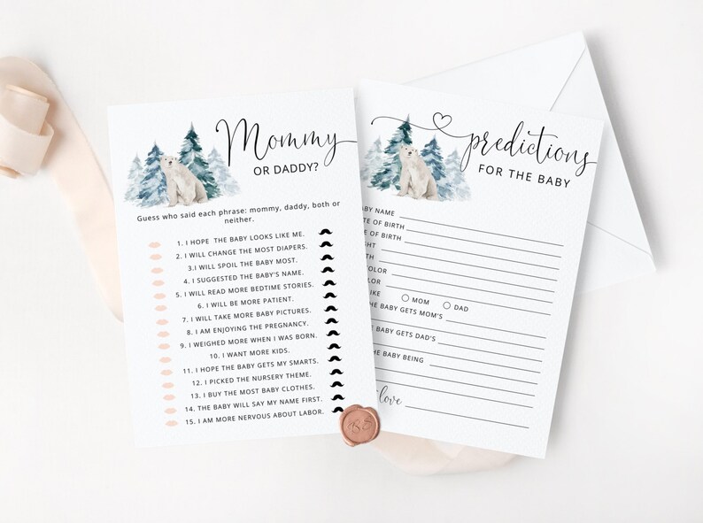 Polar Bear Baby Shower Games Bundle. Our Little Bear is on Teh | Etsy
