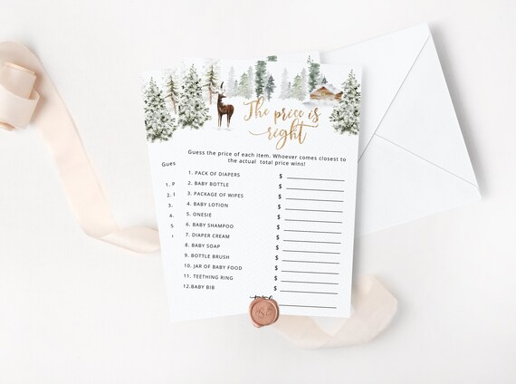 Winter the Price is Right Baby Shower Game. Guessing Game. | Etsy
