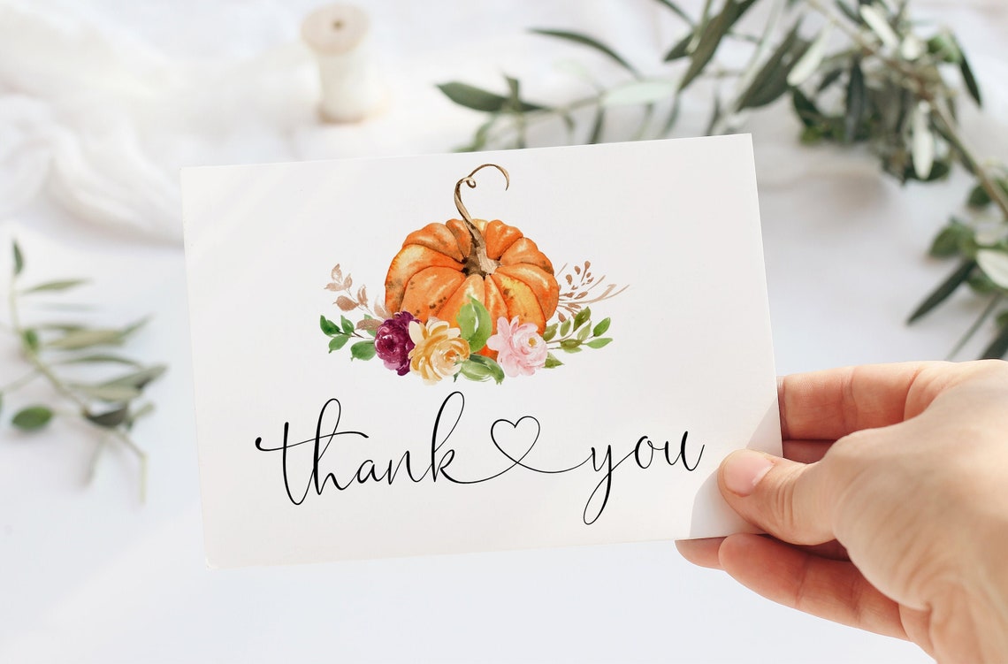 Fall Thank You Cards Printable Template. Pumpkin Thank You | Etsy