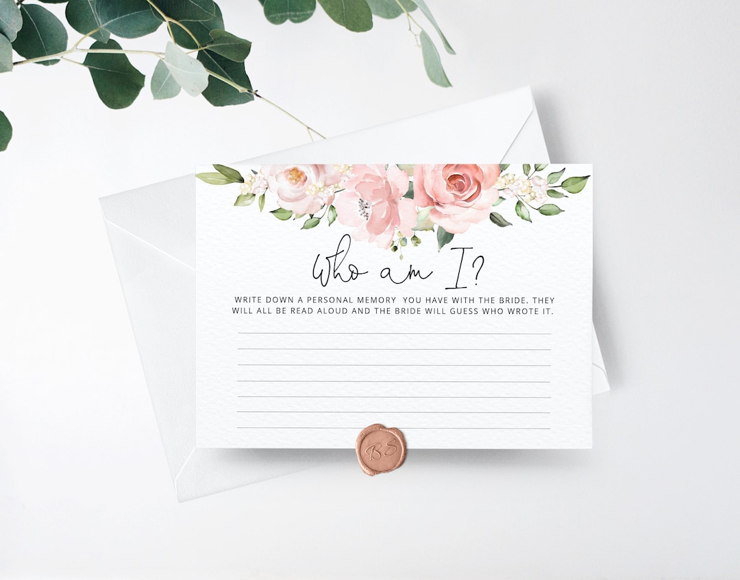 Favourite Memory With the Bride Game. Floral Bridal Shower Game. Who Am ...