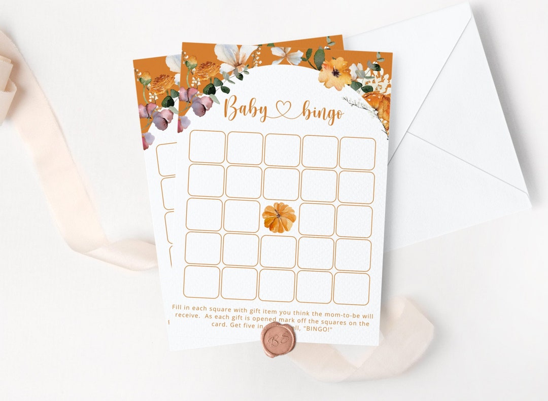 Fall Baby Shower Bingo Card. Pumpkin Baby Shower Game - Etsy