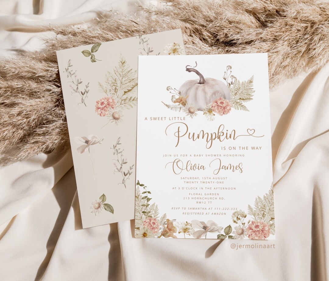 Little Pumpkin Baby Shower Invitation. Boho Fall Baby Shower Invitation ...