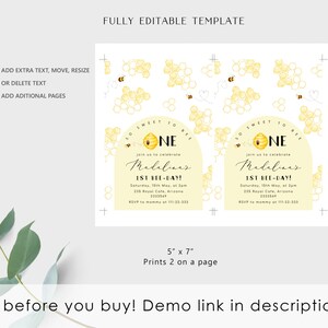 Little Honey Birthday Invitation Template. Minimalist Bumble Bee ...