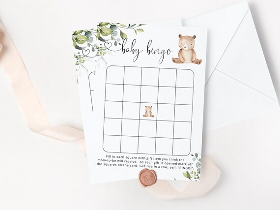 Bear Baby Shower Bingo Card. Little Bear Baby Shower Game - Etsy