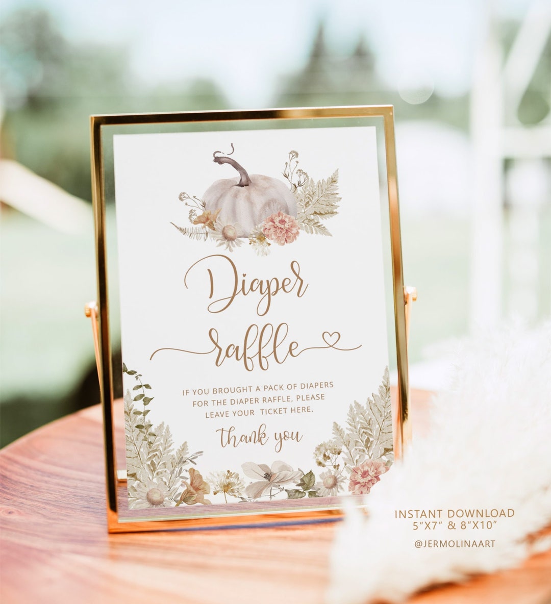 Boho Pumpkin Diaper Raffle Sign. Boho Fall Diaper Raffle Sign. Elegant ...