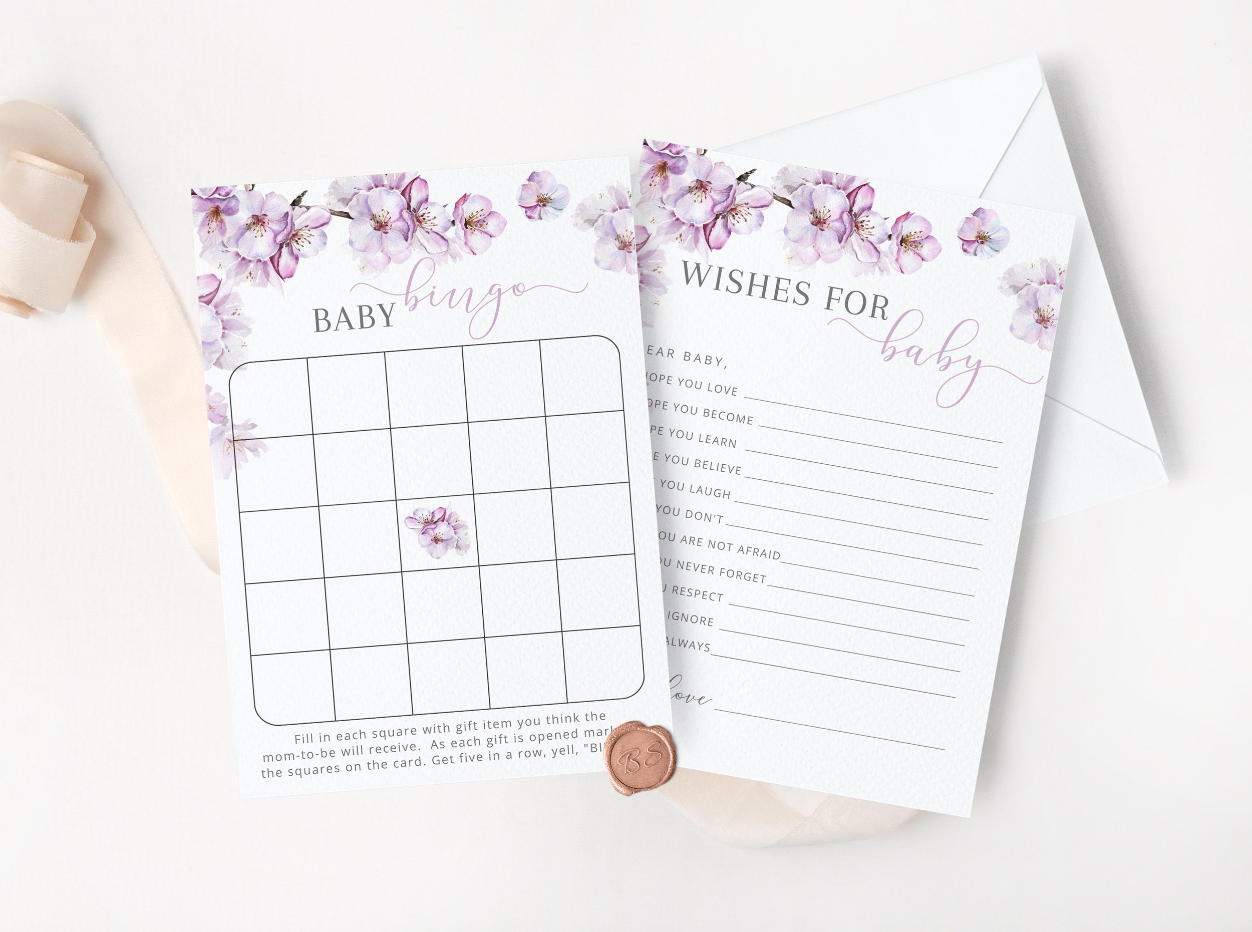 Purple Baby Shower Games Bundle. Cherry Blossom Baby Shower - Etsy