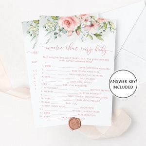 Floral Baby Shower Games Bundle. Girl Baby Shower Games. Blush Pink ...