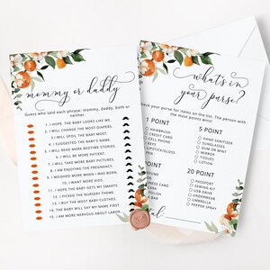 Orange Baby Shower Games Bundle. A Little Cutie Baby Shower Games ...
