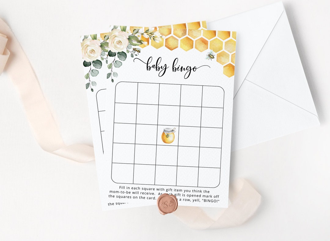 Bee Baby Shower Bingo Card. Honey Baby Bingo. What Will Baby Bee Baby ...