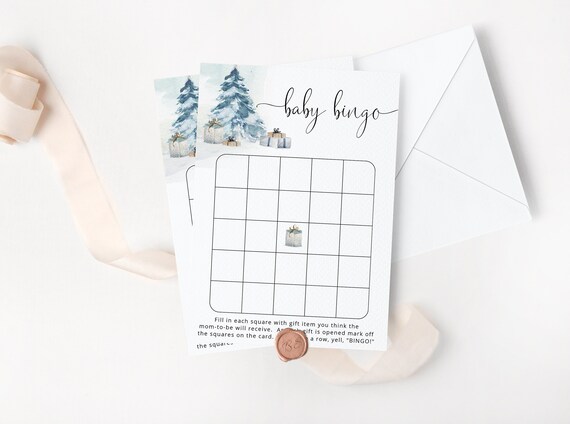 Winter Baby Shower Bingo Card. Winter Baby Shower Games | Etsy