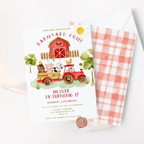 Farm First Birthday Invitation - Etsy