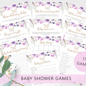 Purple Butterfly Baby Shower Games Bundle. Purple Baby Shower Games ...