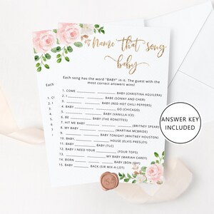 Floral Baby Shower Games Bundle. Blush Pink Gold Baby Shower Games ...