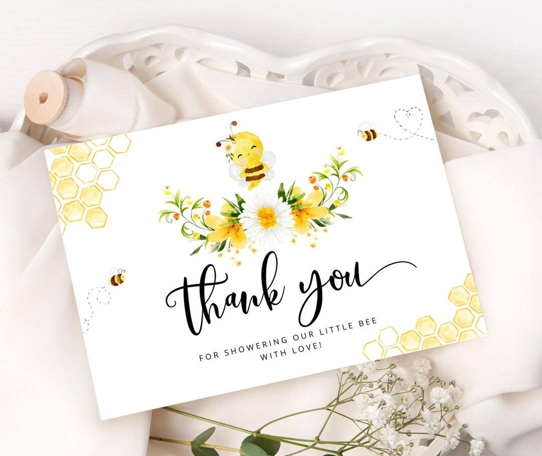 Bee Thank You Card Printable Template. Sweet as Can Bee Baby Shower ...