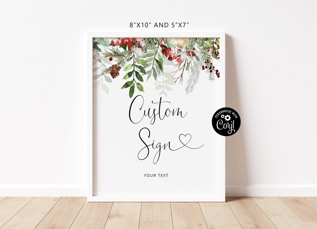 Winter Evergreen Custom Sign Template, Winter Table Sign. Create Your ...