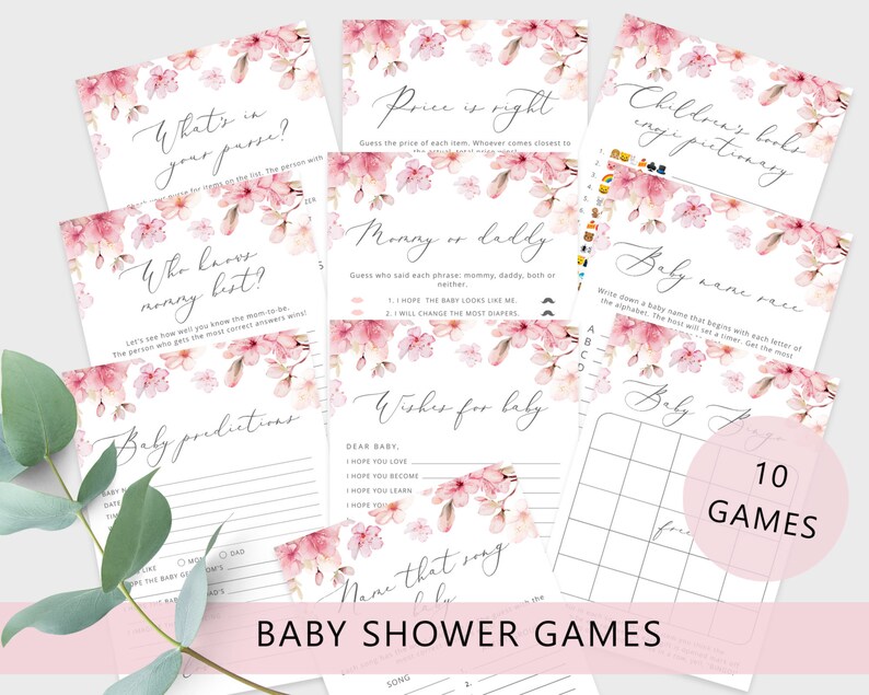 Cherry Blossom Baby Shower Games Bundle. Sakura Blush Pink - Etsy