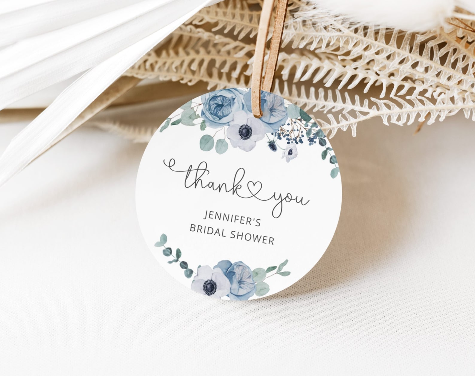 Dusty Blue Round Favor Tag Template. Dusty Blue Bridal Shower - Etsy