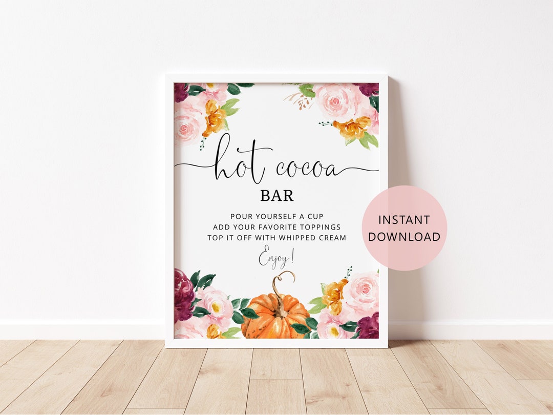 Fall Hot Cocoa Bar Sign. Autumn Hot Chocolate Sign. Little Pumpkin Baby ...