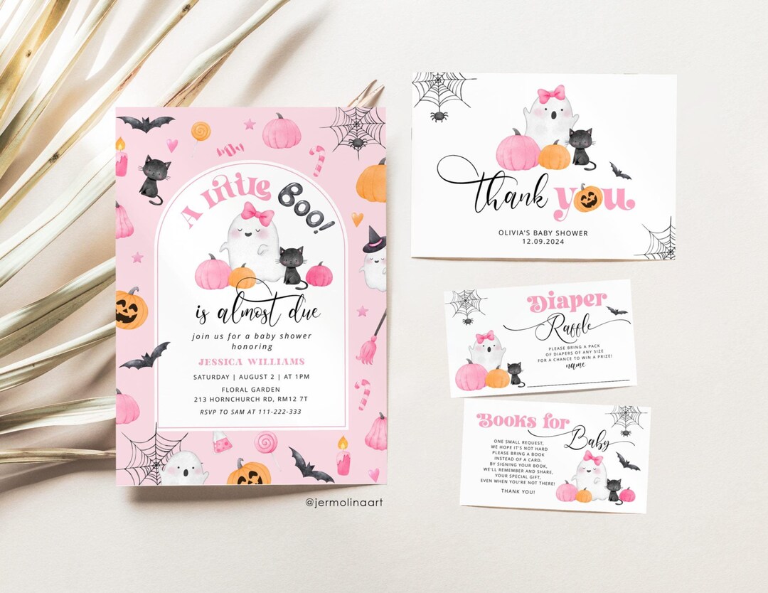 Little Boo is Almost Due Baby Shower Invitation. Pink Girl Little Boo ...