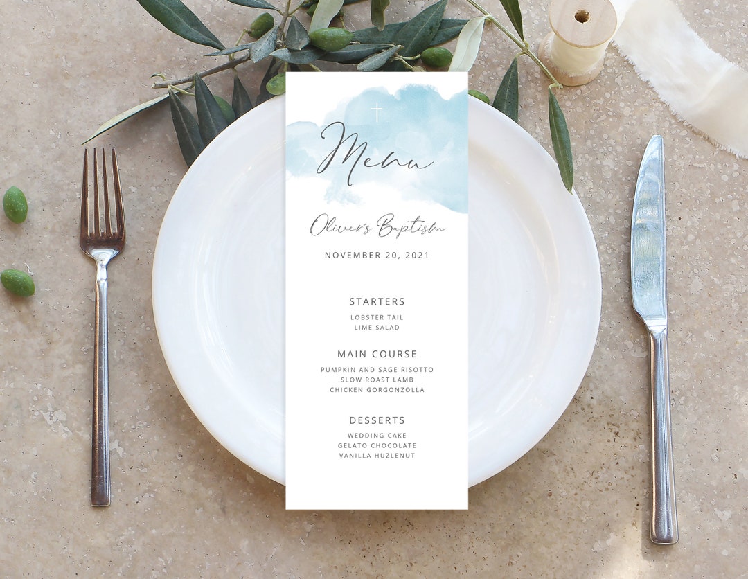 Baptism Menu Card Template. Blue Menu Card, Editable Baptism Menu Corjl ...