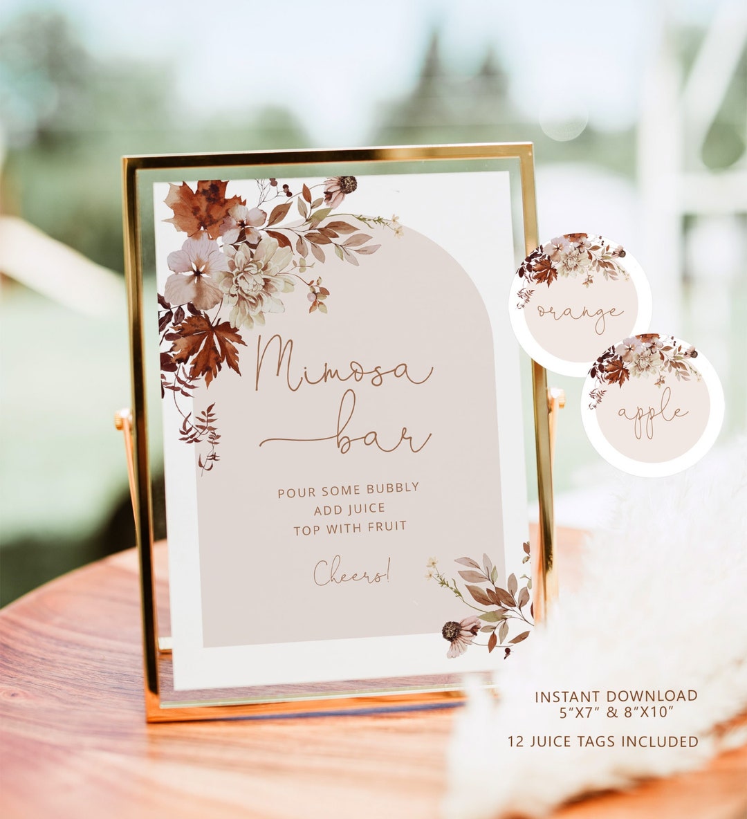 Fall Mimosa Bar Sign, Bar Printable, Bubbly Bar Sign, Boho Fall Mimosa ...