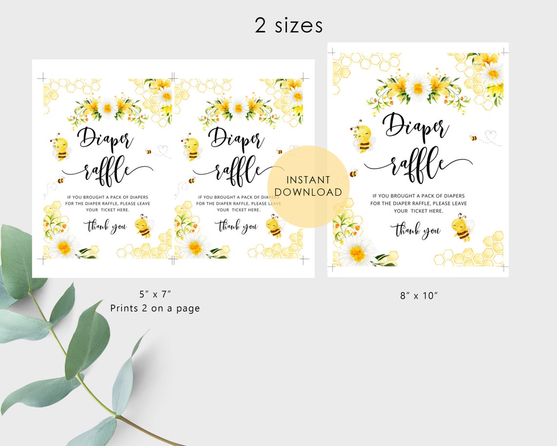 Bee Diaper Raffle Sign. Bee Baby Shower Games. Honey Bee Baby - Etsy