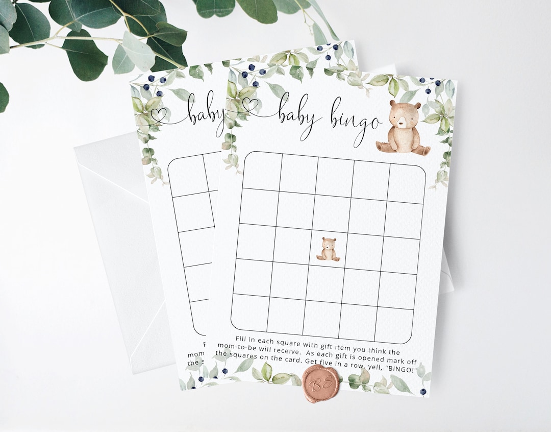 Bear Baby Shower Bingo Card. Little Bear Baby Shower Game Printable ...