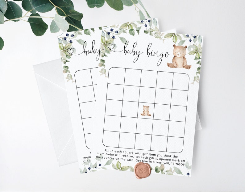 Bear Baby Shower Bingo Card. Little Bear Baby Shower Game | Etsy