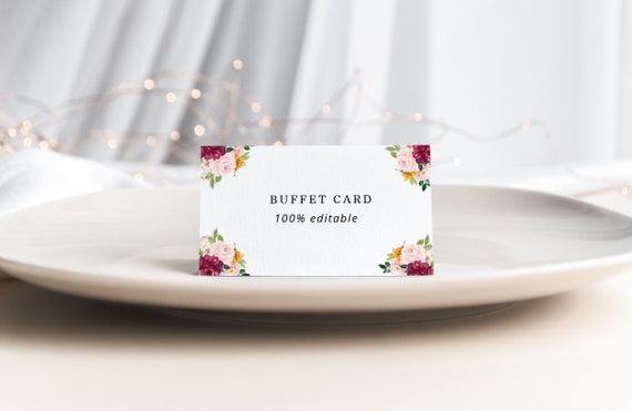 Fall Buffet Card Template. Fall Food Label Template. Buffet - Etsy
