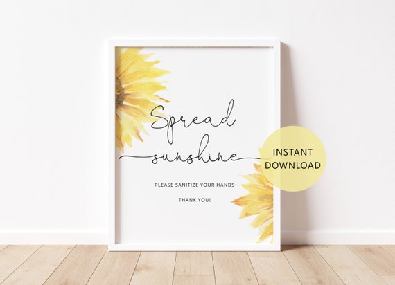 Sunflower Sanitizing Station Sign Printable. Spread Sunshine | Etsy
