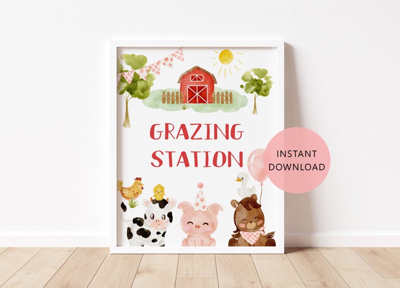 Farm Grazing Station Sign. Farm Animals Grazing Station Food Party Sign ...