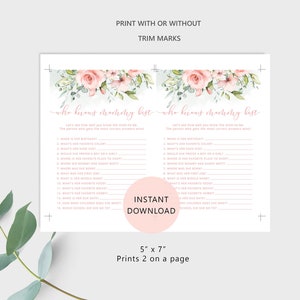 Floral Baby Shower Games Bundle. Girl Baby Shower Games. Blush Pink ...