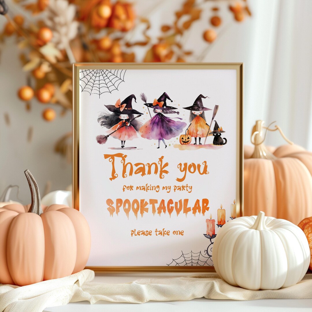 Spooktacular Birthday Party Thank You Sign. Witch Girl Birthday Party ...
