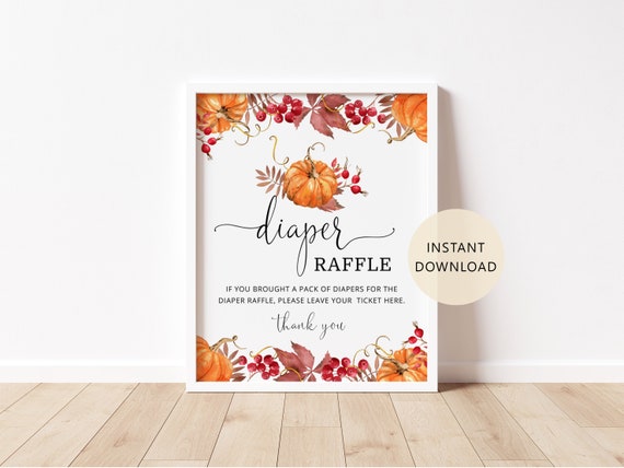 Pumpkin diaper raffle sign. Fall diaper raffle sign. Fall baby | Etsy