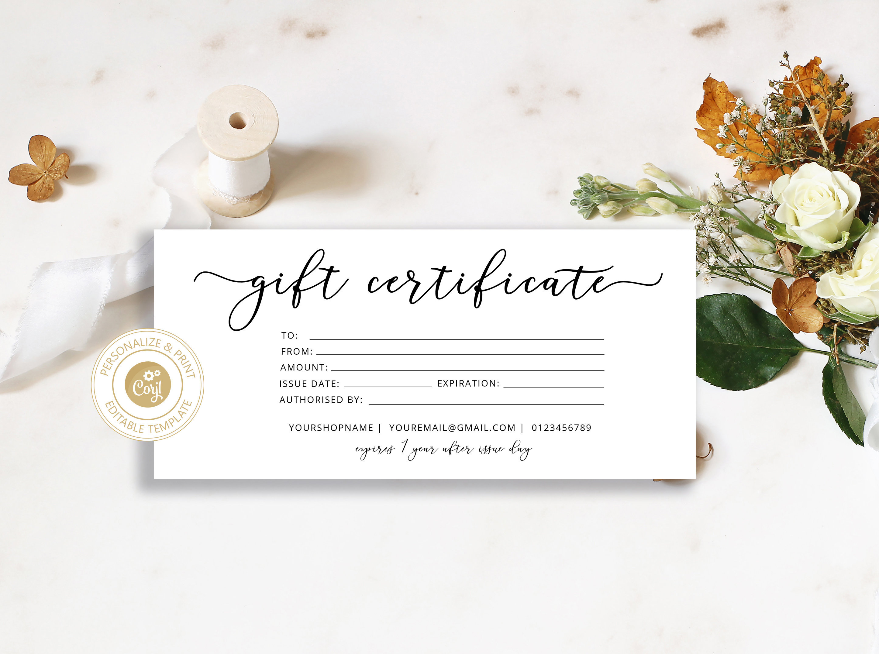 Plantilla De Certificado De Regalo Editable Para Cualquier Etsy